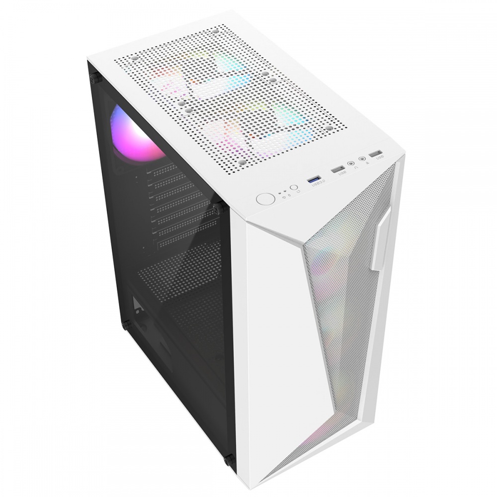 CIT Carisma White Mid ATX Gaming PC Case 6 x ARGB Fans Tempered Glass ...